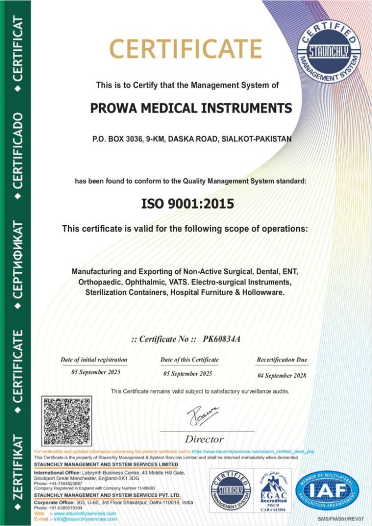 Certifications – Prowa Medical Instruments